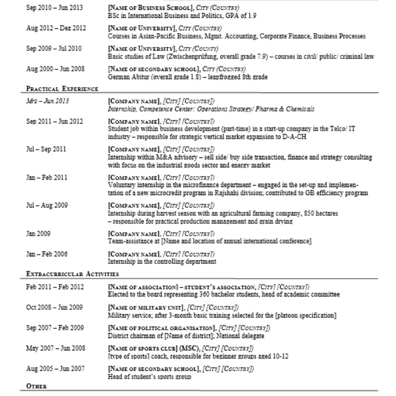 Curriculum Vitae (CV): Vorlage & Tipps - e-fellows.net
